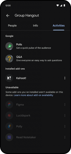 Update Google Meet: Google Meet add-ons are now availabe for android